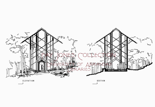 Thorncrown Chapel Section Drawing Sketch Coloring Page